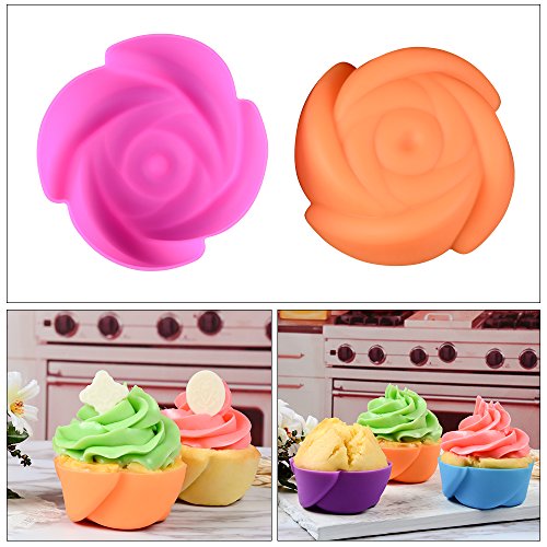 Silicone Baking Cups Cupcake Liners - 24Pcs Reusable Silicone Molds Including Round, Rectanguar, Square, Flower BPA Free Food Grade Silicone
