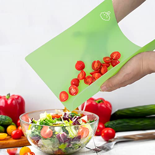 ZVP Plastic Cutting Boards for Kitchen, Flexible Cutting Mats, Colorful Chopping Boards with Food Icon, Non-Slip, Non Porous, BPA Free, Dishwasher Safe