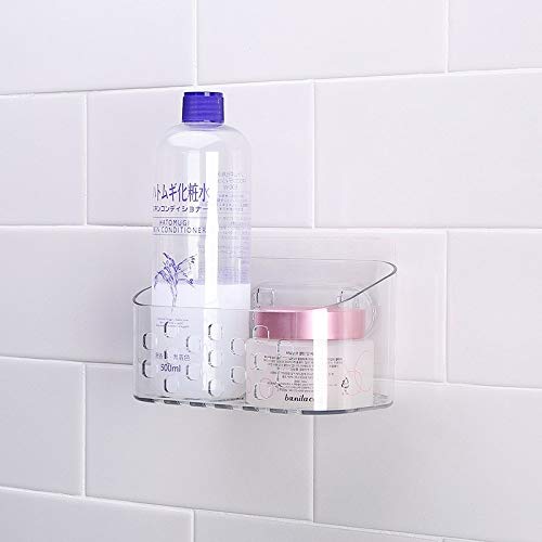 BKDFD Shower Shelf, Clear Bathroom Plastic no Drilling Wall Hanging Organizer Storage Shelves with Strong Suction Cup