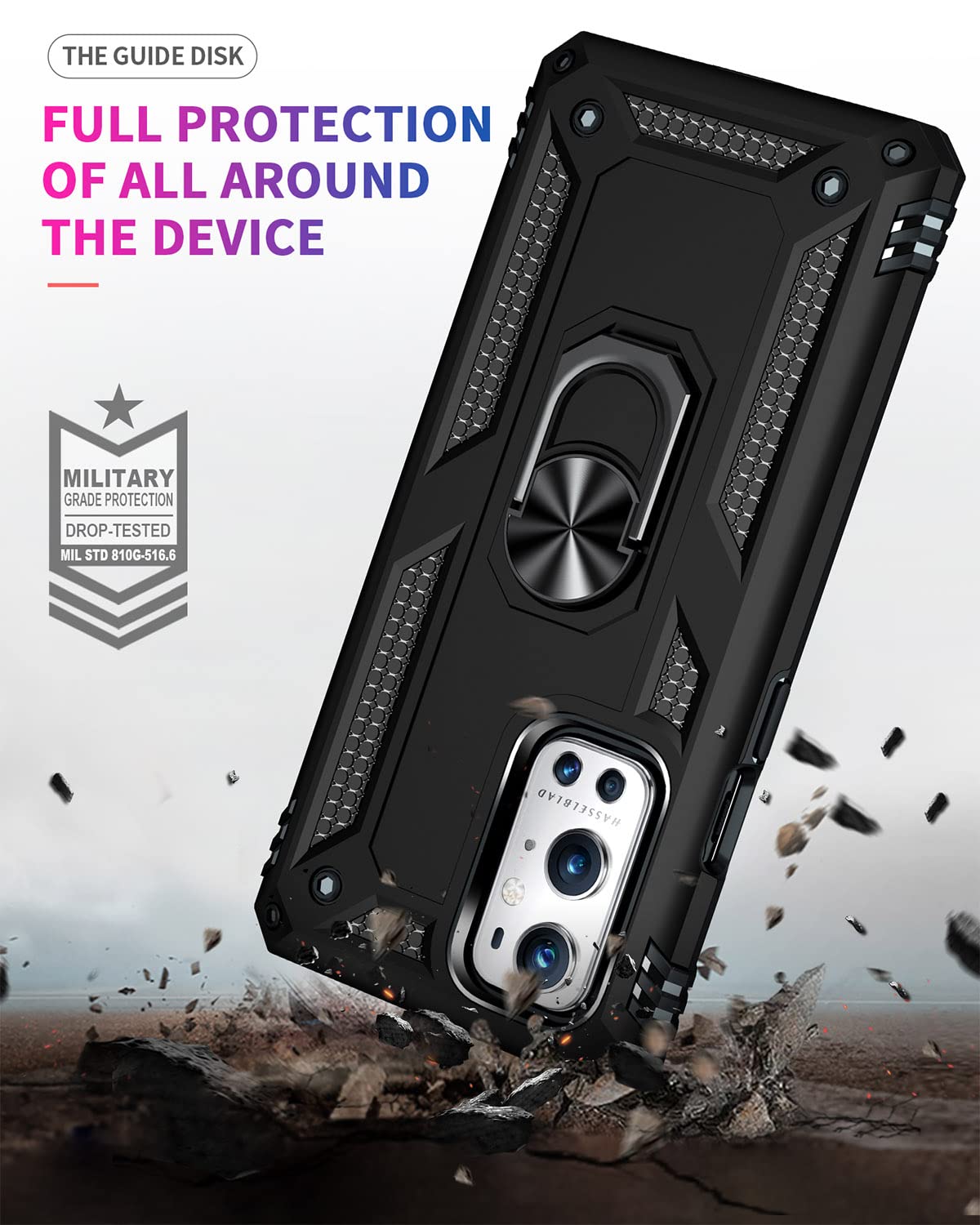 ADDIT for OnePlus 9 Pro Case OnePlus 9 Pro 5G Case,Military-Grade Protective OnePlus 9 Pro Cases Cover with Ring Car Mount Kickstand for OnePlus 9 Pro 5G(6.7 Inch) - Black