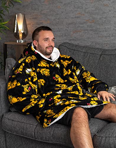 Garfield Oversized Blanket Hoodie Adults Mens Womens Wearable Fleece One Size Black