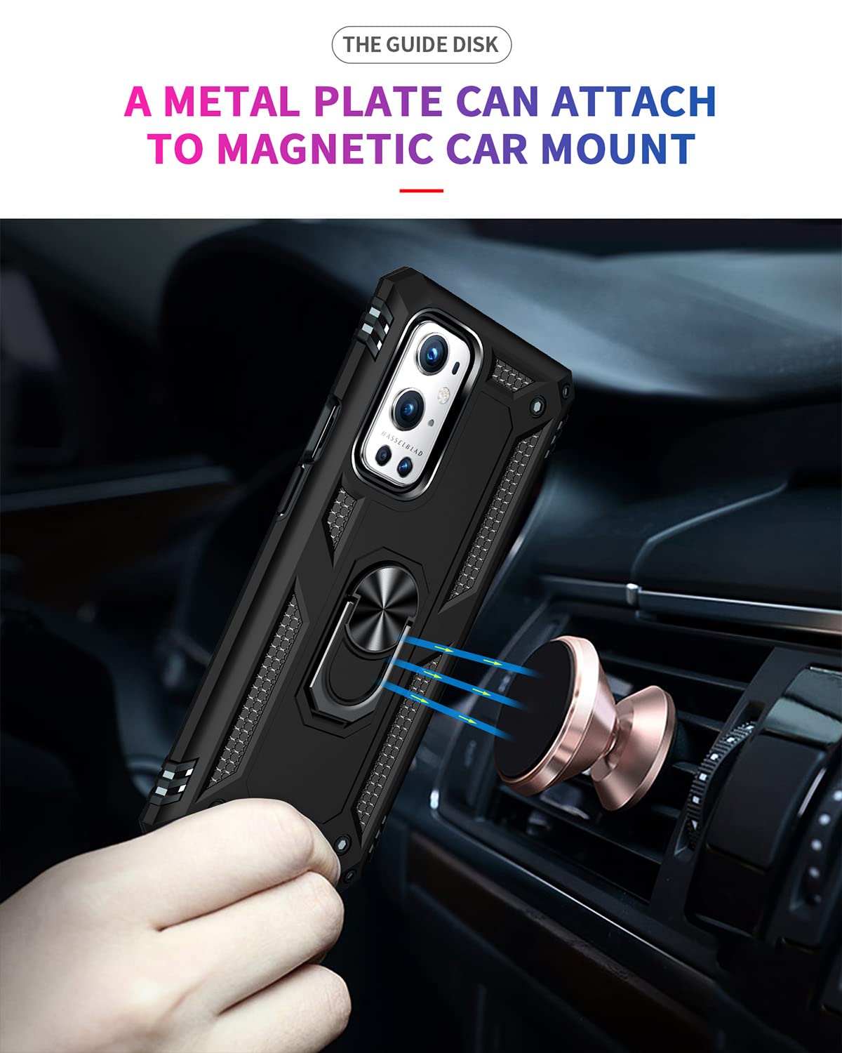 ADDIT for OnePlus 9 Pro Case OnePlus 9 Pro 5G Case,Military-Grade Protective OnePlus 9 Pro Cases Cover with Ring Car Mount Kickstand for OnePlus 9 Pro 5G(6.7 Inch) - Black