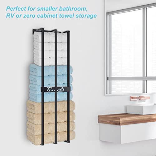 Samhe Towel Rack for Bathroom, Wall Mounted 3 Bar Rolled Towel Racks for Bathroom, Metal Bath Towel Storage Holder for Folded Large Towel Washcloths