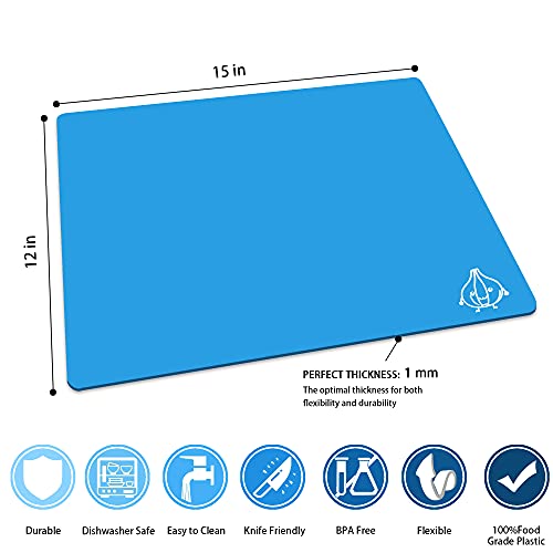 ZVP Plastic Cutting Boards for Kitchen, Flexible Cutting Mats, Colorful Chopping Boards with Food Icon, Non-Slip, Non Porous, BPA Free, Dishwasher Safe
