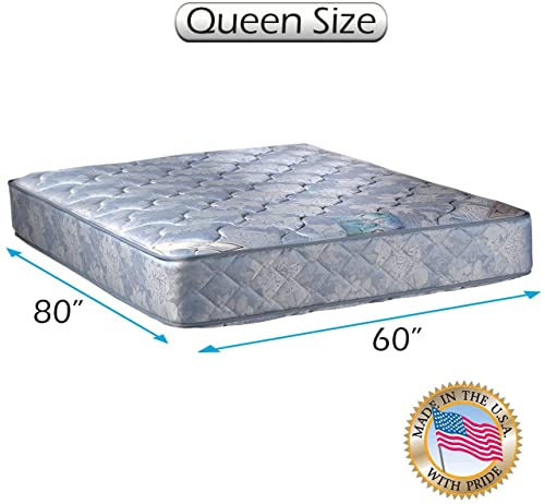 DS Solutions USA Chiro Premier 2-Sided Orthopedic (Blue Color) Queen Mattress Only with Mattress Protector Included - Fully Assembled, Innerspring coils, Long Lasting Comfort