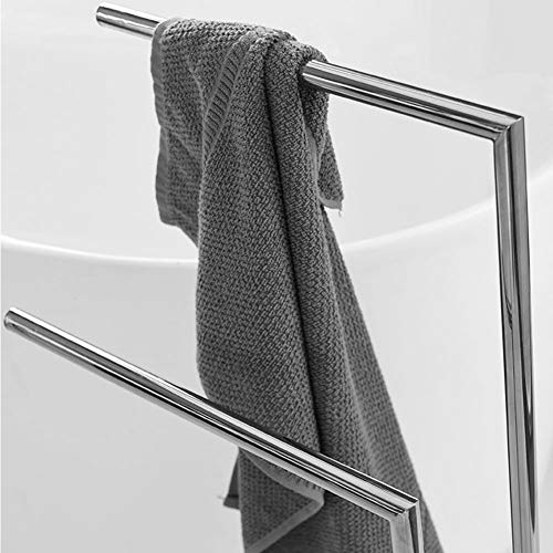 Towel Rack Stand Alone, 2 Tier Freestanding Towel Holder for Floor, Stainless Steel Bathroom Accessories with Marble Base, No Rust, Simple Assemblysilver