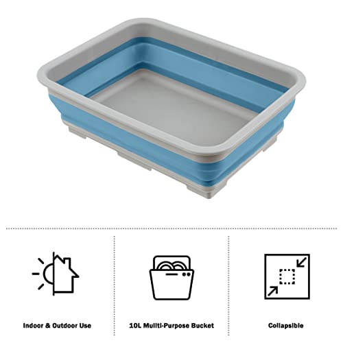 Collapsible Bucket - 10-Liter Multipurpose Wash Bin for Camping, Beach Trips, Tailgating Parties, and Cleaning Supplies by Wakeman