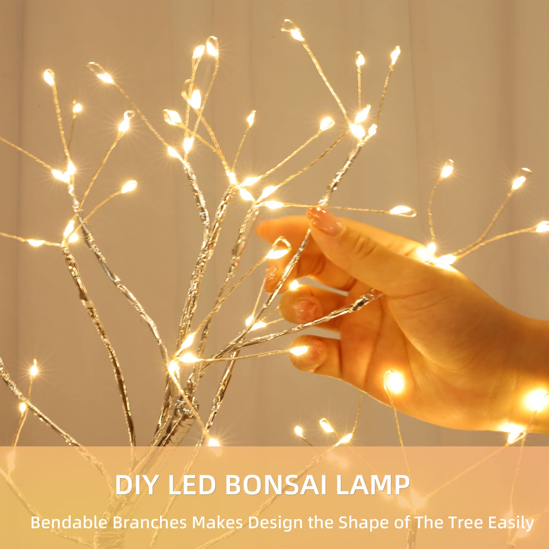 TOSTA Tree Lamp Warm White 108 LED DIY Tabletop Fairy Light Decorative Shimmer Sparkly Desk Lamp Bonsai Artificial Trees Branches for Home Room Decor Wedding,Birthday Valentines Gift