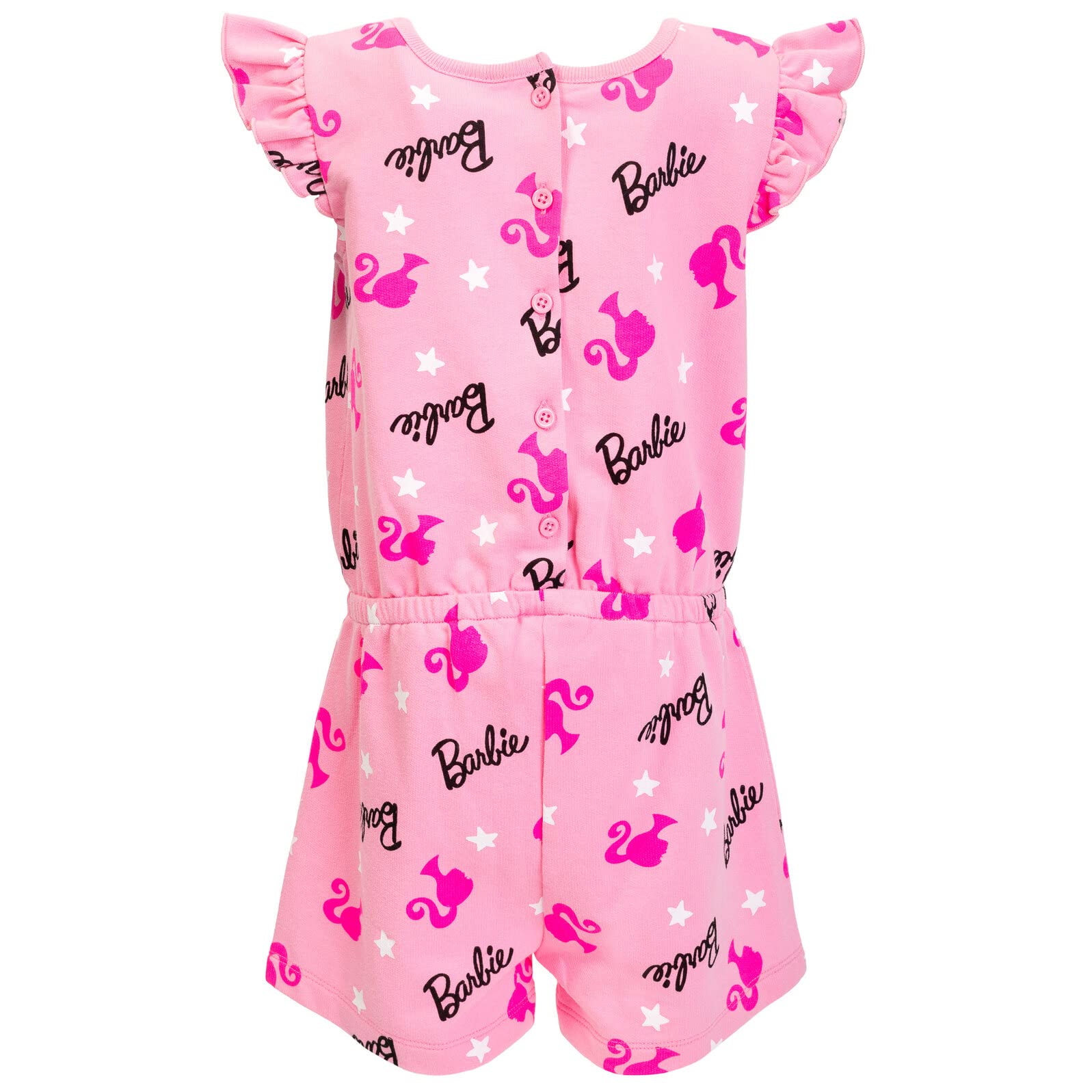Barbie Toddler Girls French Terry Sleeveless Romper Pink 4T