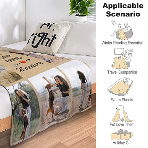 InterestPrint Custom Dog Photo Blanket - Personalized Picture Blankets for Pets Dog Lovers - Customized Gifts Using My Own Photos Throws 60" x 80"