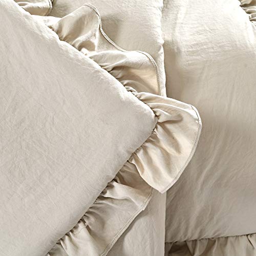 Lush Decor Reyna Soft Knitted Ruffle Throw Blanket, 50" x 60", Wheat