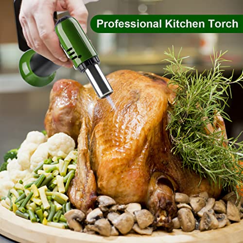 Koackl Butane Torch with Fuel Gauge, Refillable Kitchen Torch Lighter with Safety Lock and Adjustable Flame, One-handed Operation Blow Torch for Creme Brulee, BBQ(Butane Gas Is Not Included)