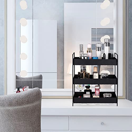 YIKEDZSW 3 Tier Bathroom Countertop Organizer, Black Bathroom Counter Organizer Storage, Counter Standing Rack Cosmetic Organizer Holder