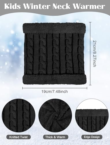 3PCS Kids Winter Hat Scarf Gloves Set Knit Thick Warm Toddler Pompom Beanie Neck Warmer for Girls Boys