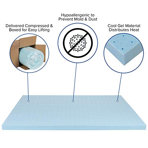 BizChair 3" Cool Gel Infused Hypoallergenic Cooling Memory Foam Mattress Topper - Full