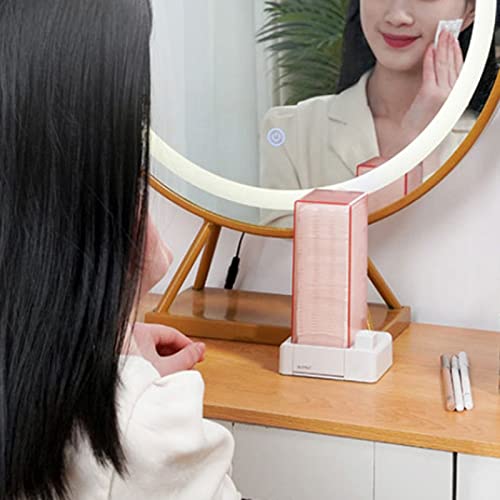 Automatic Cotton Pad Dispenser, Automatic Cotton Pad Holder Press Out Makeup Cotton Square Holder Dispenser for Pads (White)