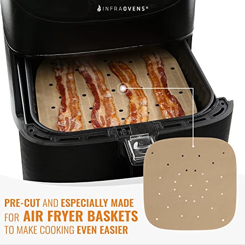 Air Fryer Liners Compatible with Bella, Chefman, Comfee, Cosori, Dash, Nuwave® Brio, Philips and More | Unbleached Air Fryer Parchment Paper Sheets, Pre-Cut 100pcs