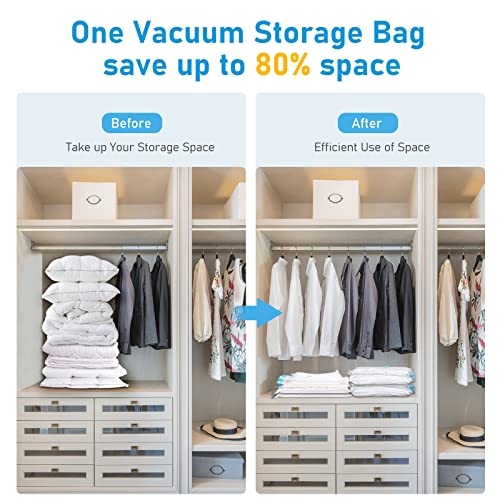 Oubyu Premium Vacuum Compression Bag With 80% More Storage Bag Space. Storage Bag For Quilts, Clothes, Blankets And More. Includes Packing Travel Clothes, Moving Supplies, 10 Packs With Air Extraction Tool (Size: 50cm*70cm)