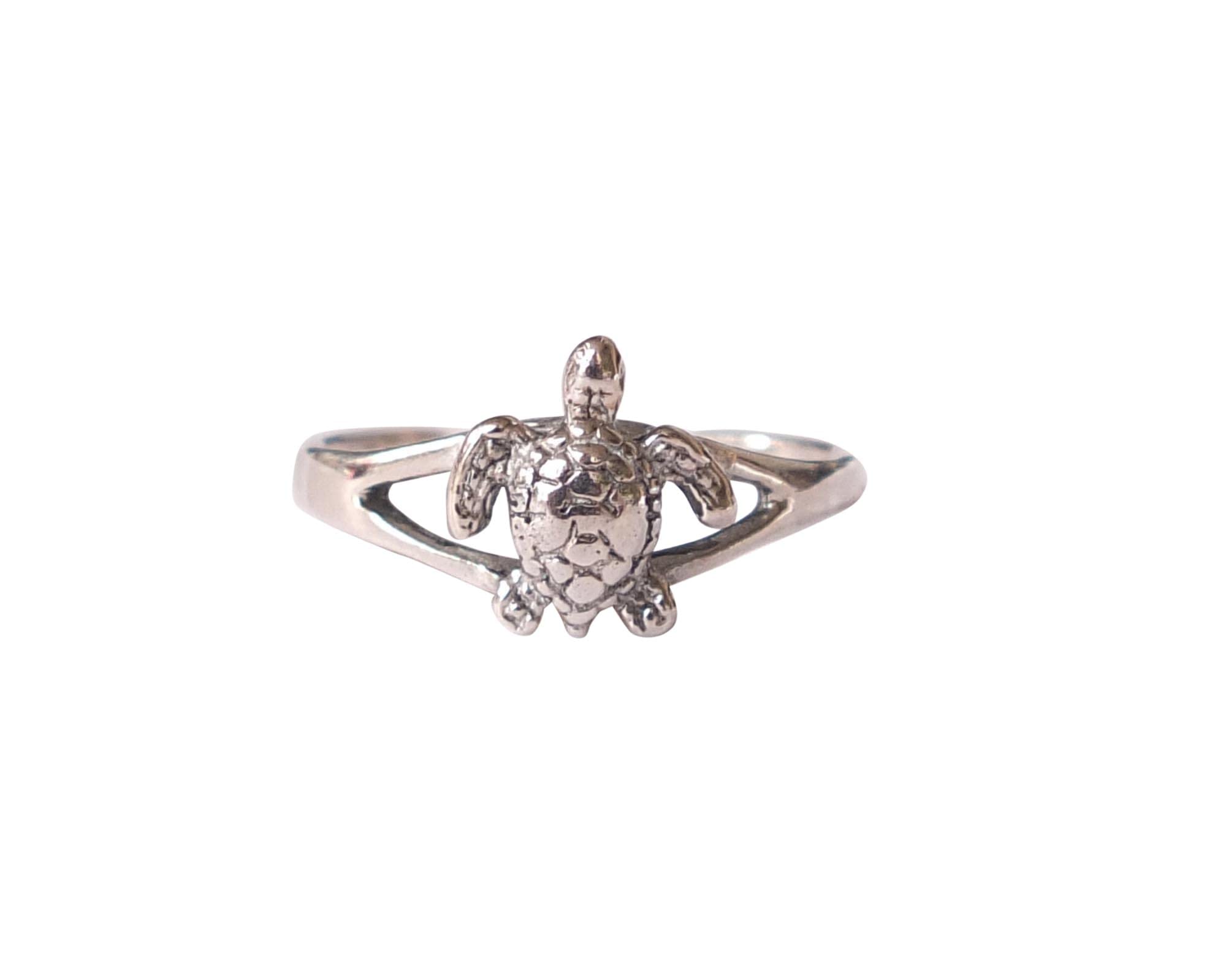 Handmade Silver Turtle Band Adjustable Toe Ring, 925 Sterling Silver, Cute Animal Dainty Open Toe, Pinky or Knuckle Rings for Women, By MiYa Jewelry Creations