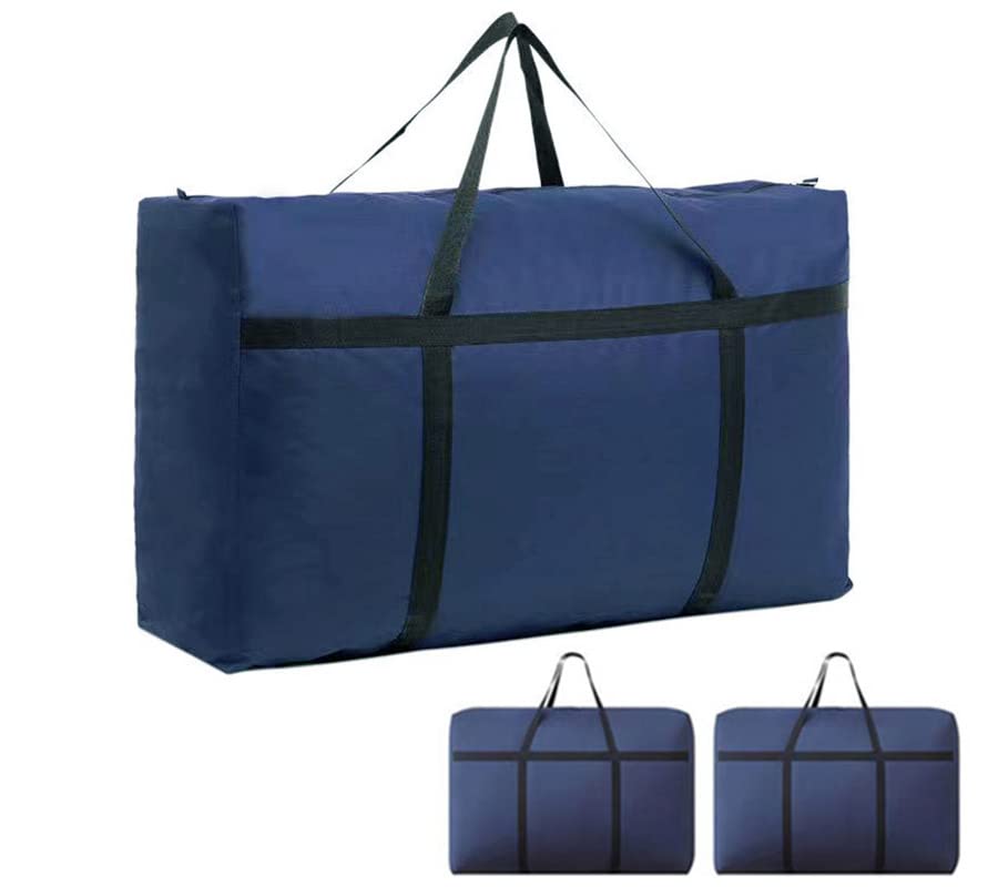 JMMBY Thickened Extra Large Storage Bag with Zippers & Carrying Handles,28 gallon,Moving Bags for household or travel.Waterproof fabric (3 Pack)