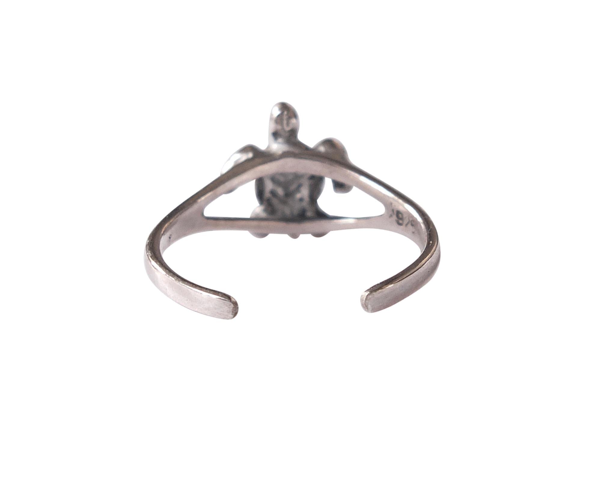 Handmade Silver Turtle Band Adjustable Toe Ring, 925 Sterling Silver, Cute Animal Dainty Open Toe, Pinky or Knuckle Rings for Women, By MiYa Jewelry Creations