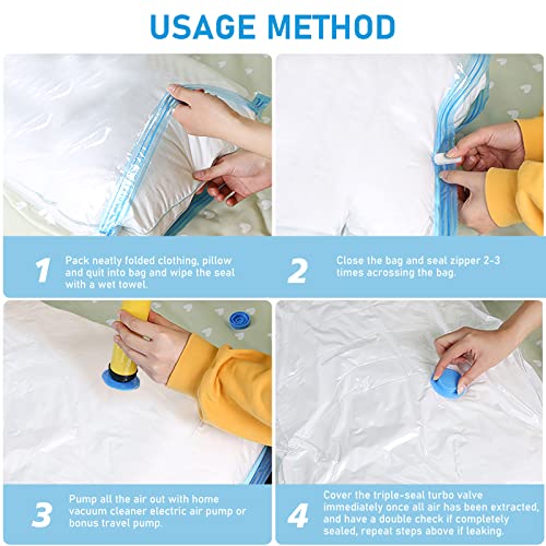 Oubyu Premium Vacuum Compression Bag With 80% More Storage Bag Space. Storage Bag For Quilts, Clothes, Blankets And More. Includes Packing Travel Clothes, Moving Supplies, 10 Packs With Air Extraction Tool (Size: 50cm*70cm)