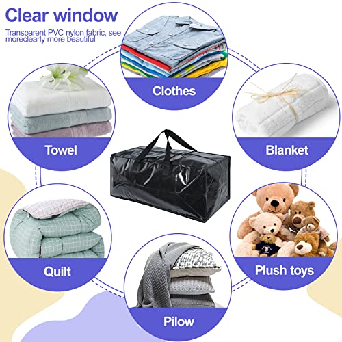 8 Pack Extra Large Moving Bags,Heavy Duty Moving Storage Bags,Foldable Storage Totes for Space Saving,Packing Supplies for Moving Storing,with Sturdy Backpack Straps Handles & Zippers,Reusable (Black)