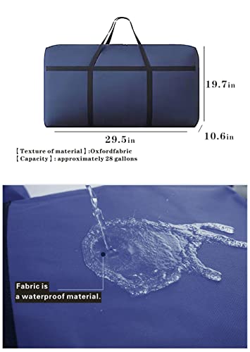 JMMBY Thickened Extra Large Storage Bag with Zippers & Carrying Handles,28 gallon,Moving Bags for household or travel.Waterproof fabric (3 Pack)