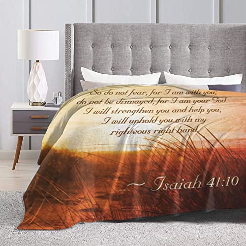 Isaiah 41 10 Bible Verse Do Not Fear I Am with You Novelty Blanket Soft Flannel Fleece Throw Blanket Super Soft Lightweight for Couch 50"X40"