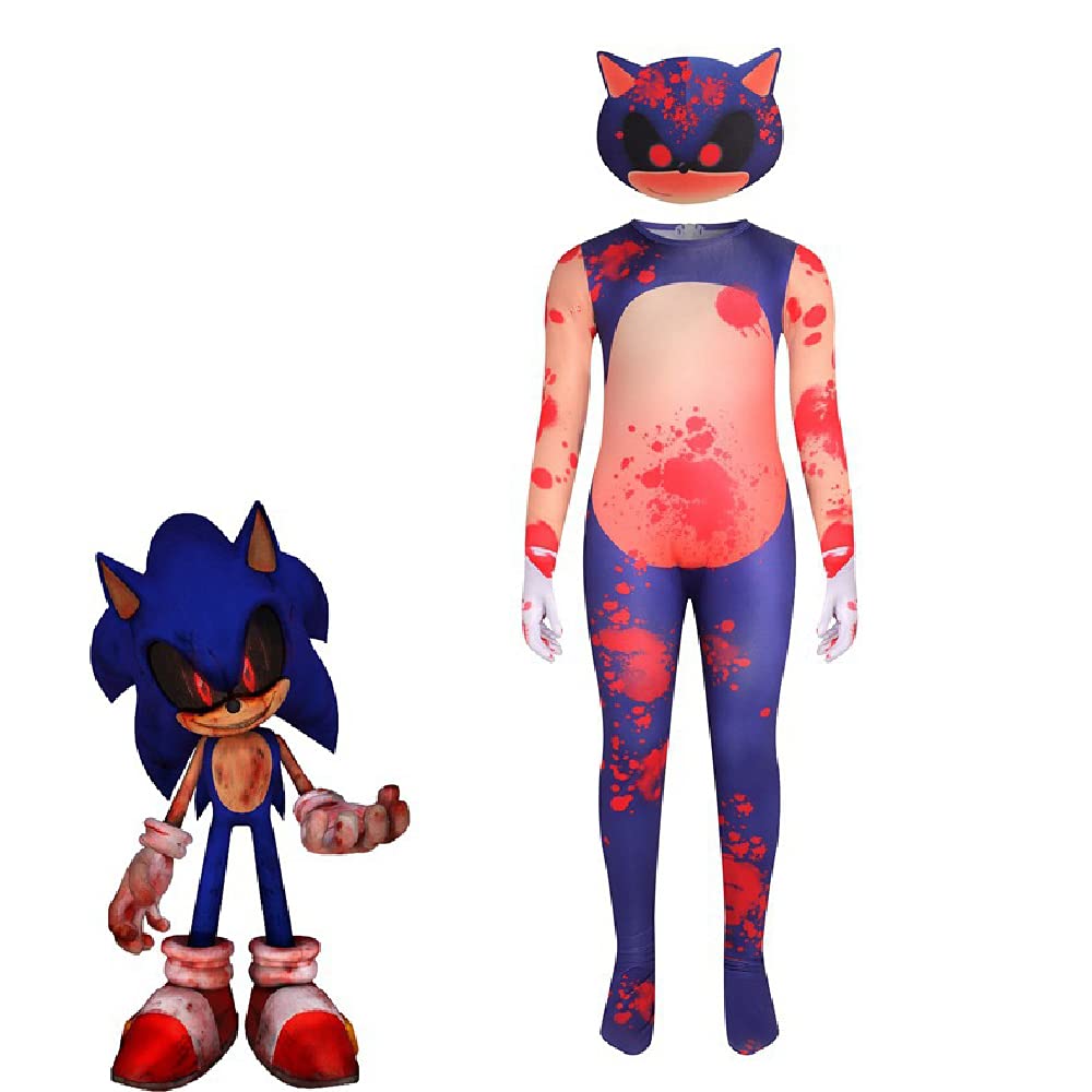 Quenny Halloween sonic dress up costume,cartoon sonic performance cosplay costumes. (Sonic Costume, Medium(6-7Y))