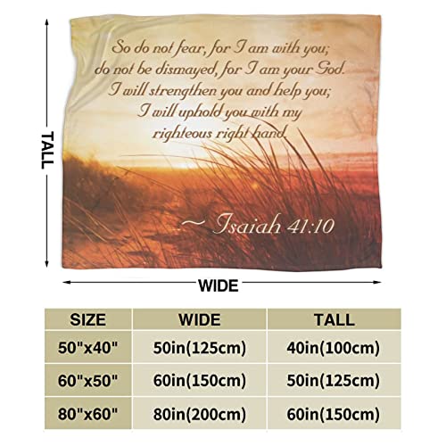 Isaiah 41 10 Bible Verse Do Not Fear I Am with You Novelty Blanket Soft Flannel Fleece Throw Blanket Super Soft Lightweight for Couch 50"X40"
