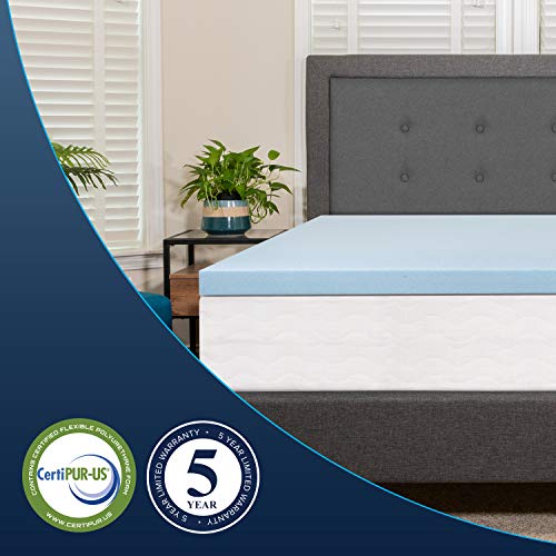 EMMA + OLIVER 3" Cool Gel Infused Cooling Memory Foam Mattress Topper - Twin