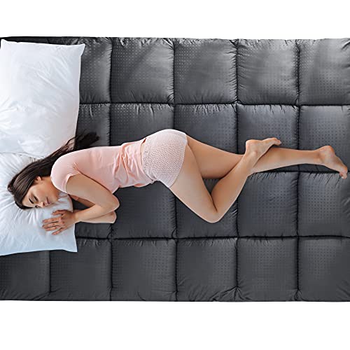 Atarashi 3 Inch Thick Mattress Topper King,400TC Pillow Top Mattress Topper,Soft Cotton Mattress Pad Cover,Breathable & Plush Down Alternative Fill,Fit to 8”-21” Mattress,Gray