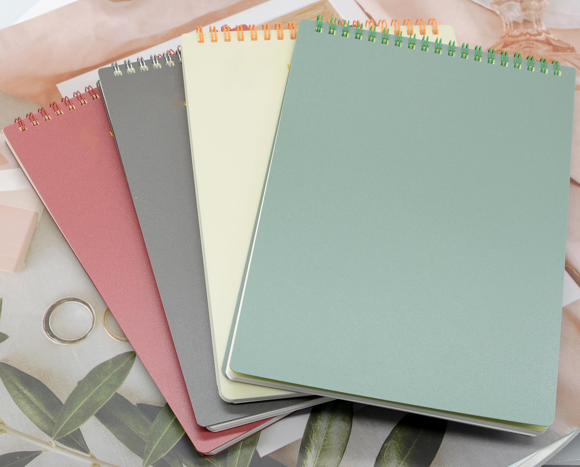 Yansanido Top Bound Spiral Notebook, 4 Pcs 4 Color 9.8 Inch x 6.9 Inch B5 Size Thick Plastic Hardcover 7mm College Ruled Paper 80 Sheets (160 Pages) Journal for School and Office Supplies (4 Pcs B5)