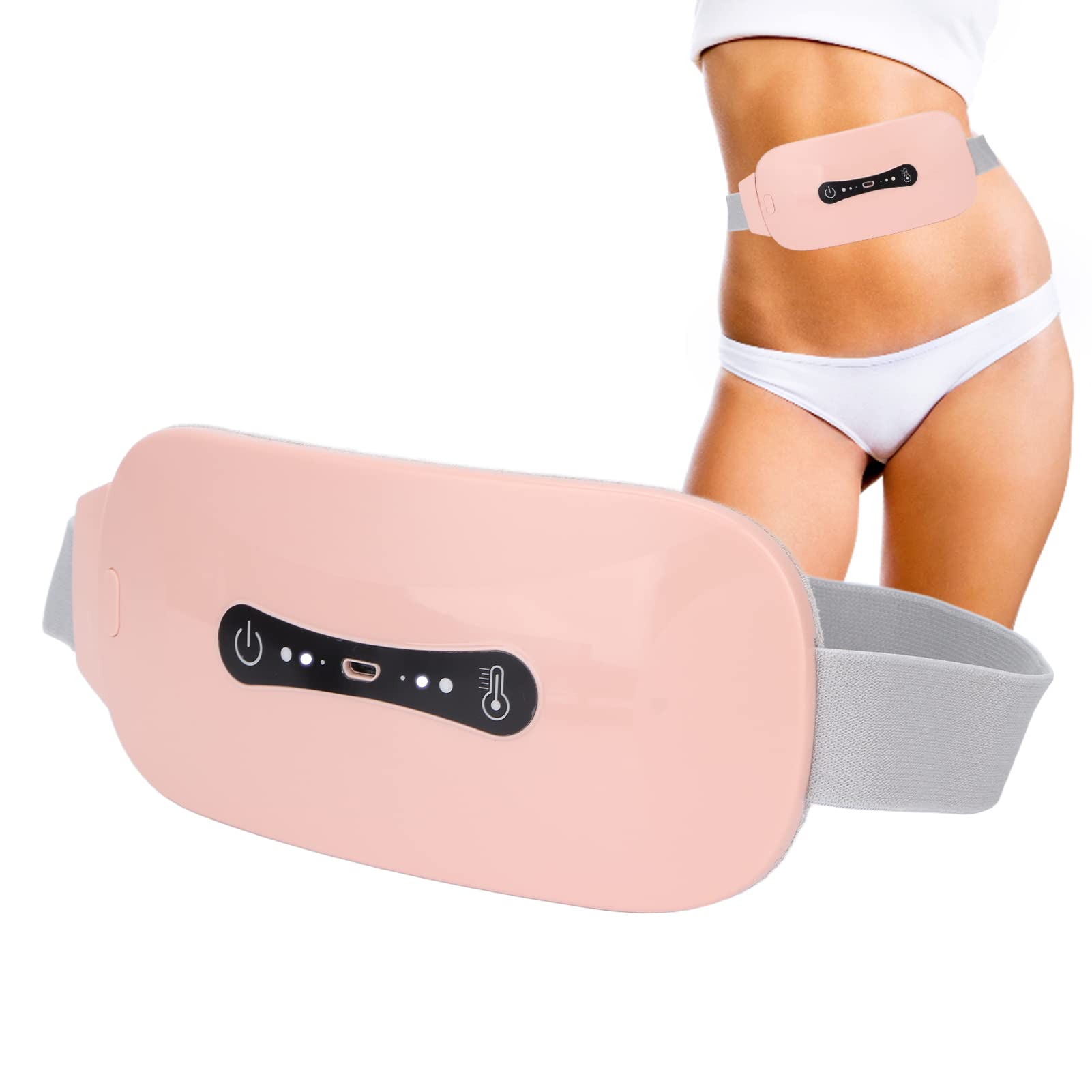 3 Gears Electric Menstrual Heating Pad, Adjustable Cramp Heating Belt Waist Support Heating Belt for Period Pain Relief Cramps Belly Lumbar()