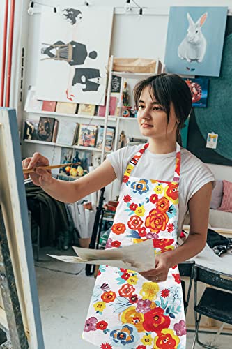 RUVANTI Cotton Enrich Cute Aprons for Women with Pockets Adjustable upto XXL, Cooking, Kitchen, Server, Chef Apron