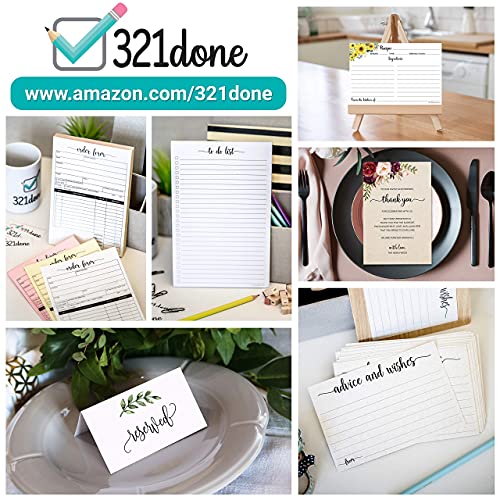 321Done Recipe Cards 4x6 Tan Simple Script, 50-Pack, Made in USA, Double-Sided Thick Cardstock, Cute Vintage Rustic Kraft Look for Bridal Shower Wedding Housewarming Gift