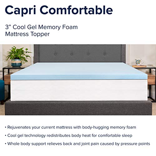 EMMA + OLIVER 3" Cool Gel Infused Cooling Memory Foam Mattress Topper - Twin