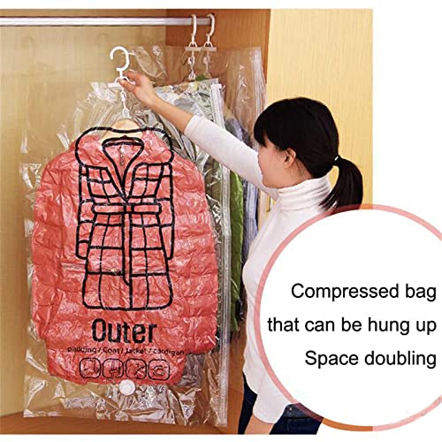 Hanging Compressible Storage Bag, Reusable Vacuum Storage Bags, Clothes Vacuum Organizer, Vacuum Seal Bags for Suits, Dress Coats, Jackets (5PCS,M(67*90cm))
