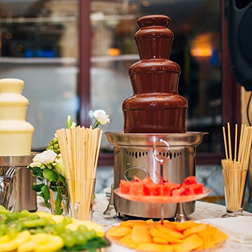 [200 PCS] 4 inch Bamboo Skewers, Premium Wooden Skewers without Splinters, Skewers for Appetizer, Fruit Kabobs, Chocolate Fountain, Burger, Cocktail Toothpicks, and Food Skewer Sticks.