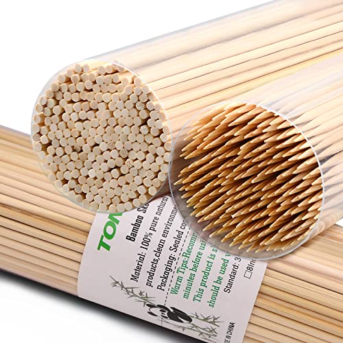 [200 PCS] 4 inch Bamboo Skewers, Premium Wooden Skewers without Splinters, Skewers for Appetizer, Fruit Kabobs, Chocolate Fountain, Burger, Cocktail Toothpicks, and Food Skewer Sticks.