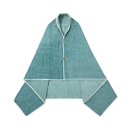 Wearable Blanket, Comfy Blanket Transformable into Ponchos, Capes with Buttons, Plush Sleeveless Blankets for Adults 40 * 60” (Green)