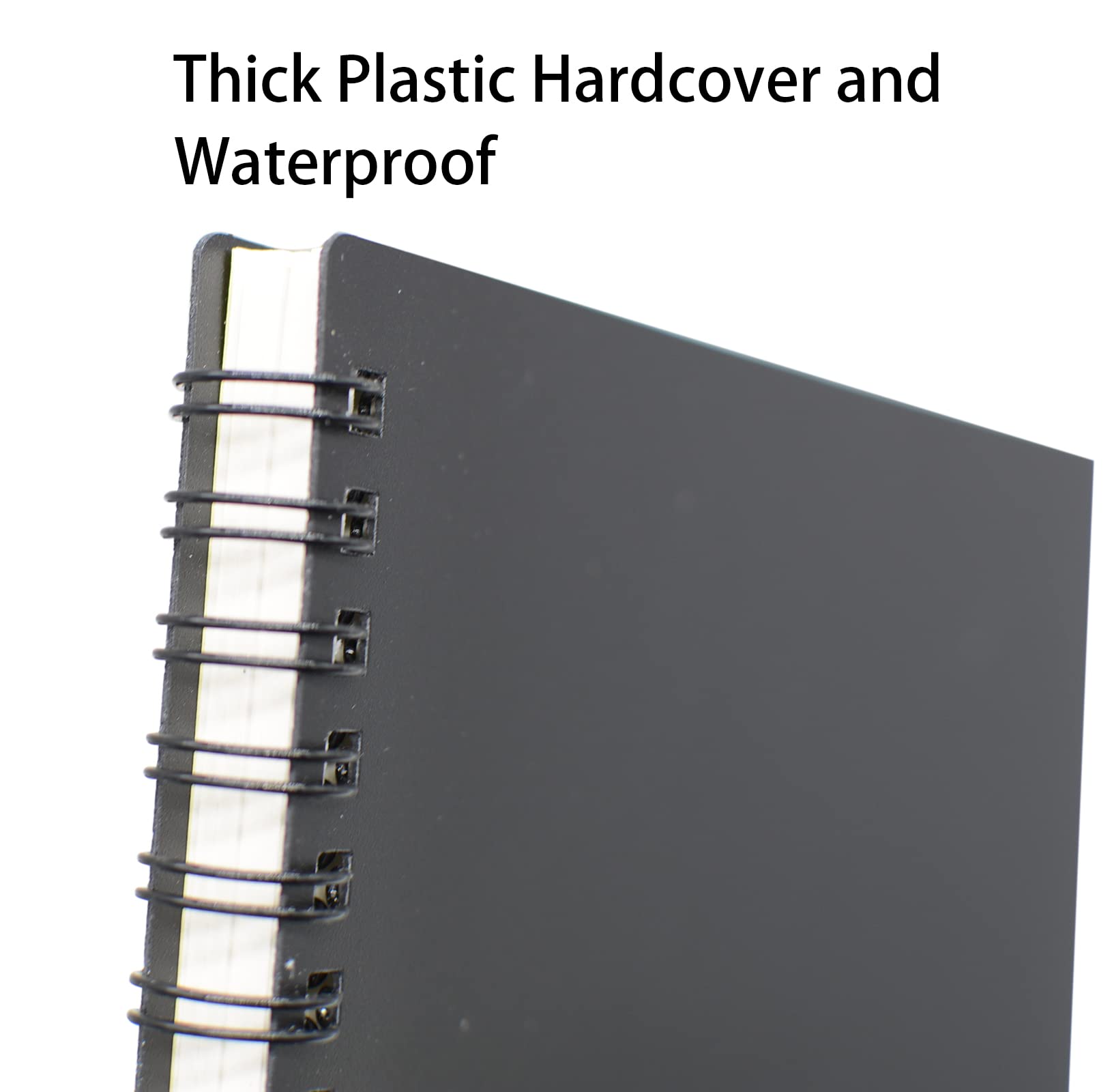 Yansanido Spiral Notebook, 6 Pcs A5 Thick Plastic Black Hardcover 7mm College Ruled 80 Sheets -160 Pages Journals for Study and Work (6 Black A5)
