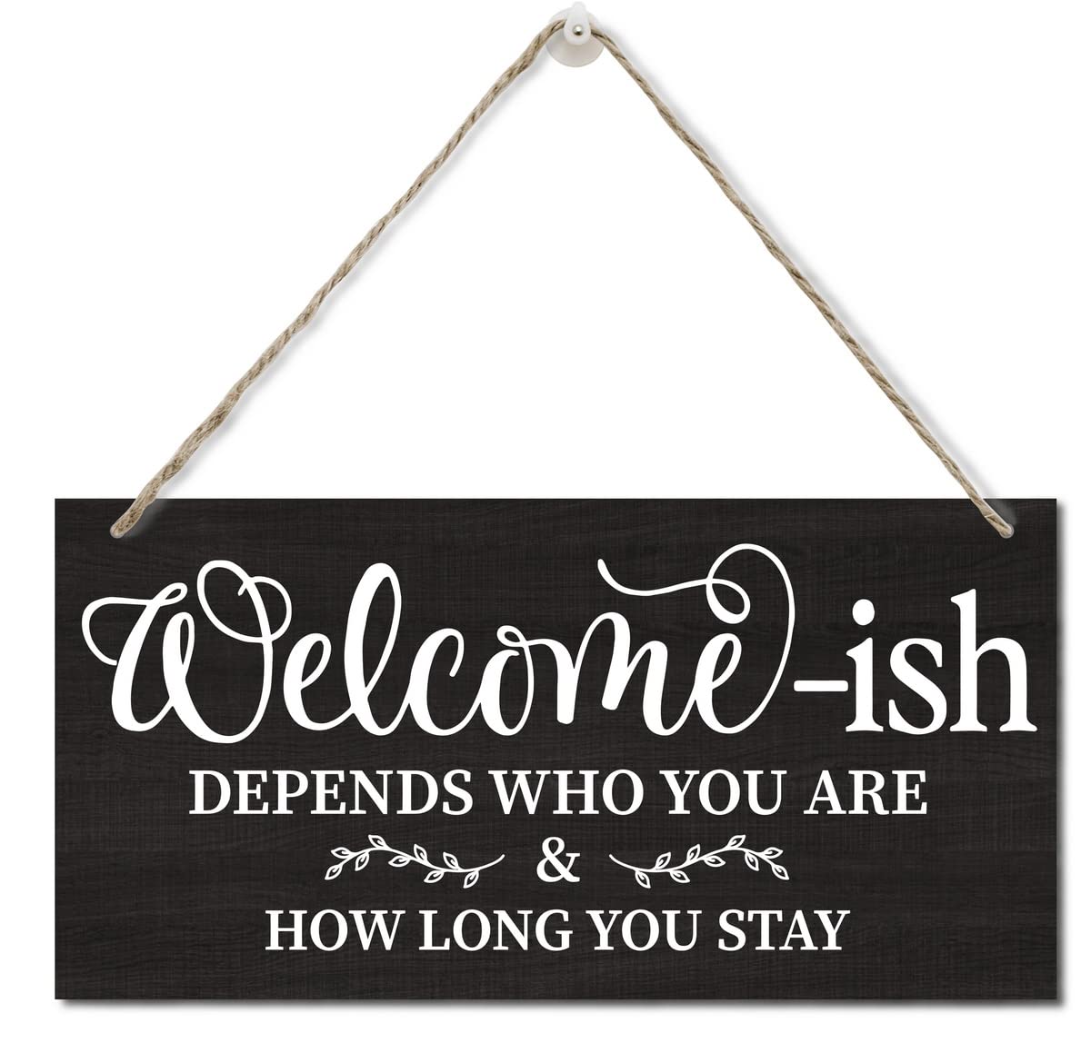 Funny Welcome-ish Hanging Wooden Plaque Decor Sign Outdoor, Welcome Sign for Front Door Printed Wood Plaque, Country Wall Decor Sign Gift, Rustic Farmhouse Wall Decor For Porch Décor 12" x 6"