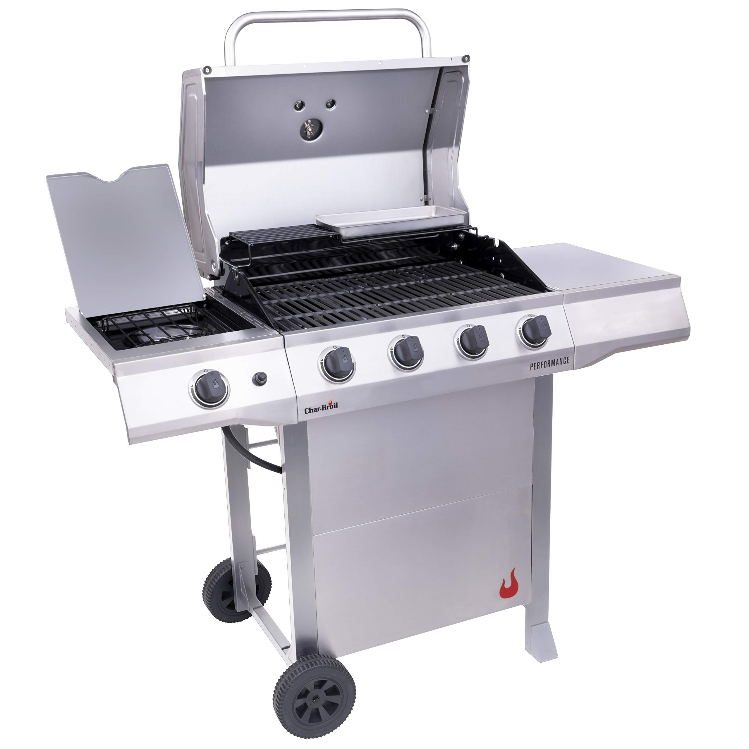 Char-Broil 463352521 Performance 4-Burner Cart Style Liquid Propane Gas Grill, Stainless Steel & 3-4 Burner Large Basic Grill Cover