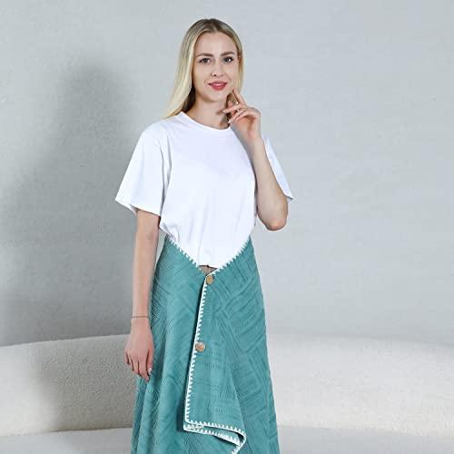 Wearable Blanket, Comfy Blanket Transformable into Ponchos, Capes with Buttons, Plush Sleeveless Blankets for Adults 40 * 60β (Green)
