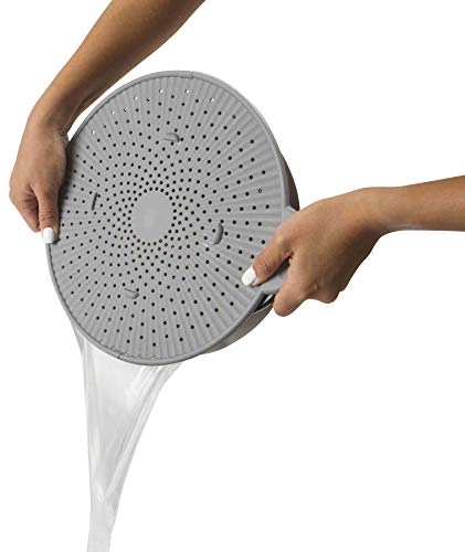 Simply Served Silicone Splatter Screen, Multi-Use Kitchen Tool, Protect Stovetop and Counters, 3-in-1 Silicone Kitchen Trivet, Splatter Screen, and Colander Lid, Gray