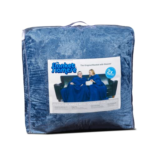 Slanket The Ultimate Siamese Fleece Blanket with Sleeves for 2 People (4 Sleeves) - Lightweight, Warm & Super Soft Blanket for Lounging & Ultimate Comfort - Giant Blanket 120" x 80"