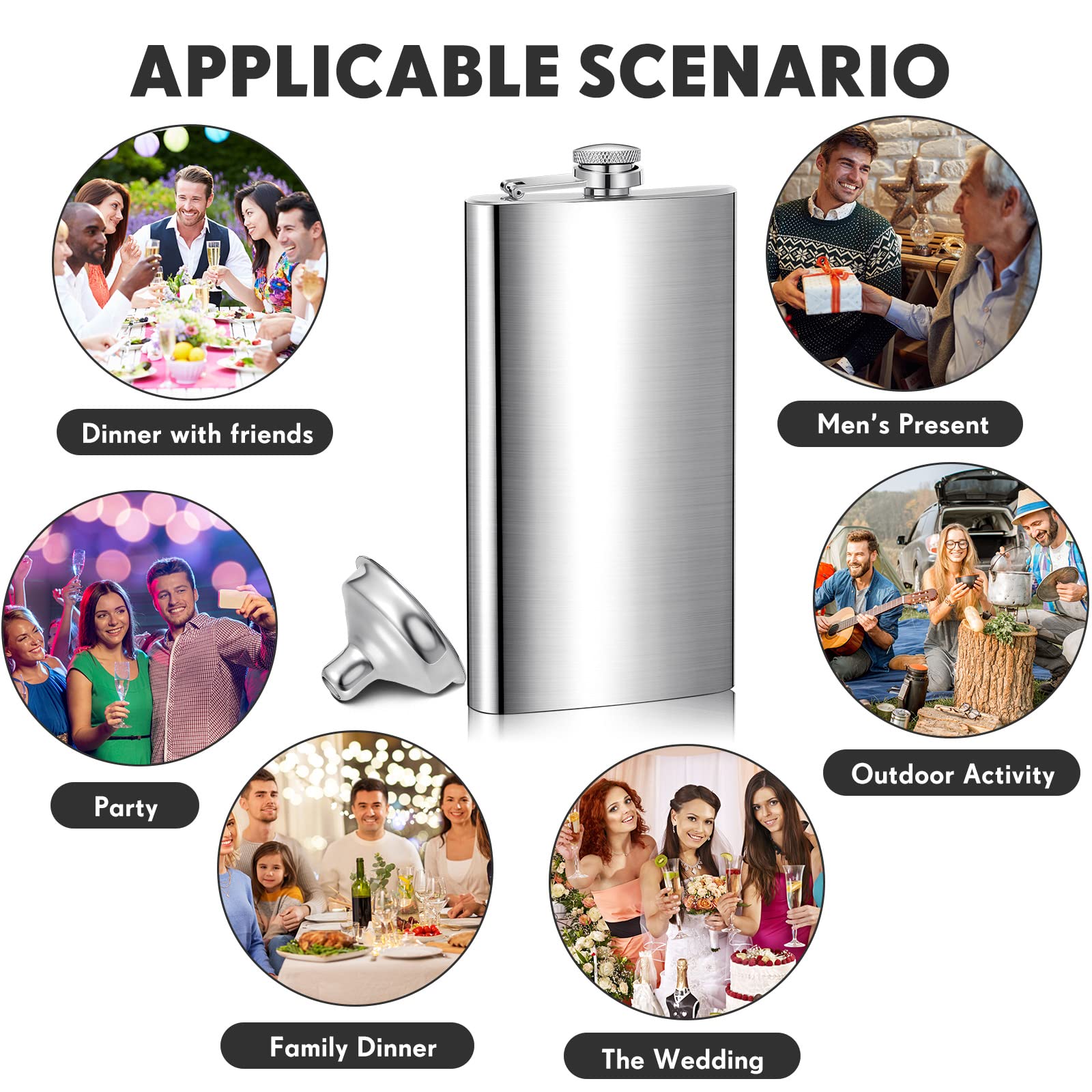 10 Sets 12 oz Stainless Steel Hip Flask Silver Metal Flasks for Liquor with Funnel Whiskey Flask for Men Women Leak Proof Drinking Flasks Alcohol Flask Liquor Flask for Wine Wedding Party Gift Outdoor