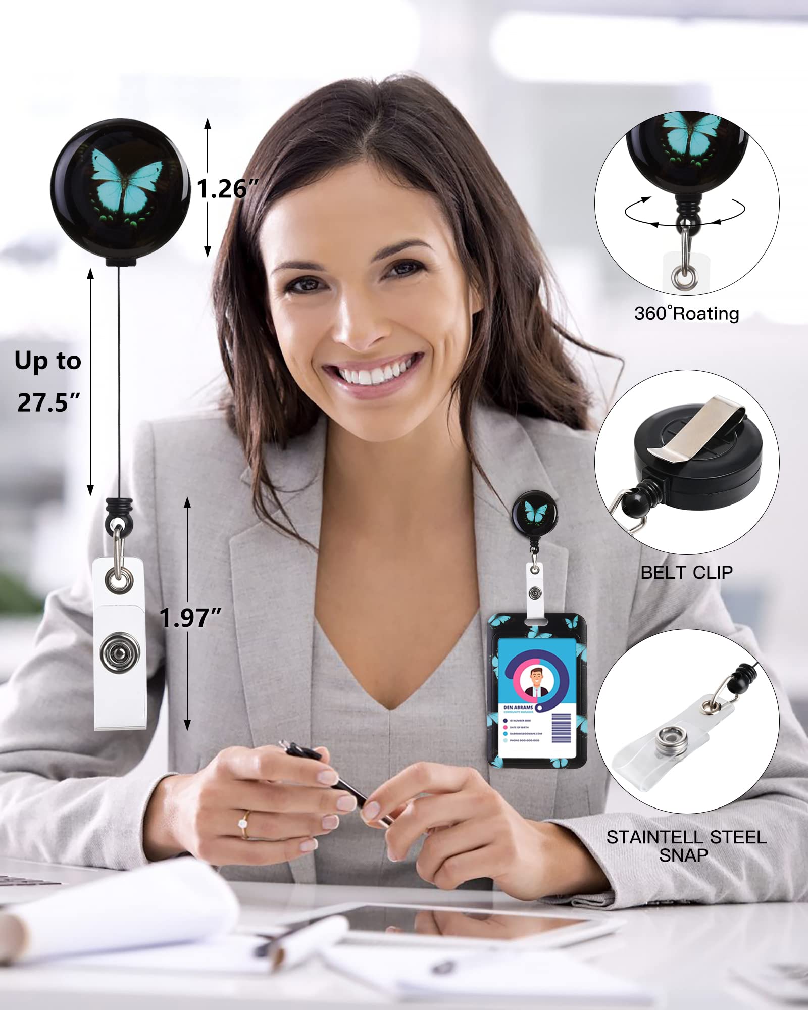 BGHSE Personalized Vertical ID Badge Holder with Lanyard - Fashionable ID Card Holders with Detachable Neck Lanyards - Soft Fiber,Metal Clip,Sturdy Buckle for Key,Wallet